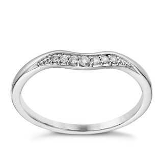 18ct White Gold Diamond Set Shaped Ring | Ernest Jones