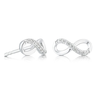 Sterling Silver Diamond Infinity Stud Earrings | Ernest Jones