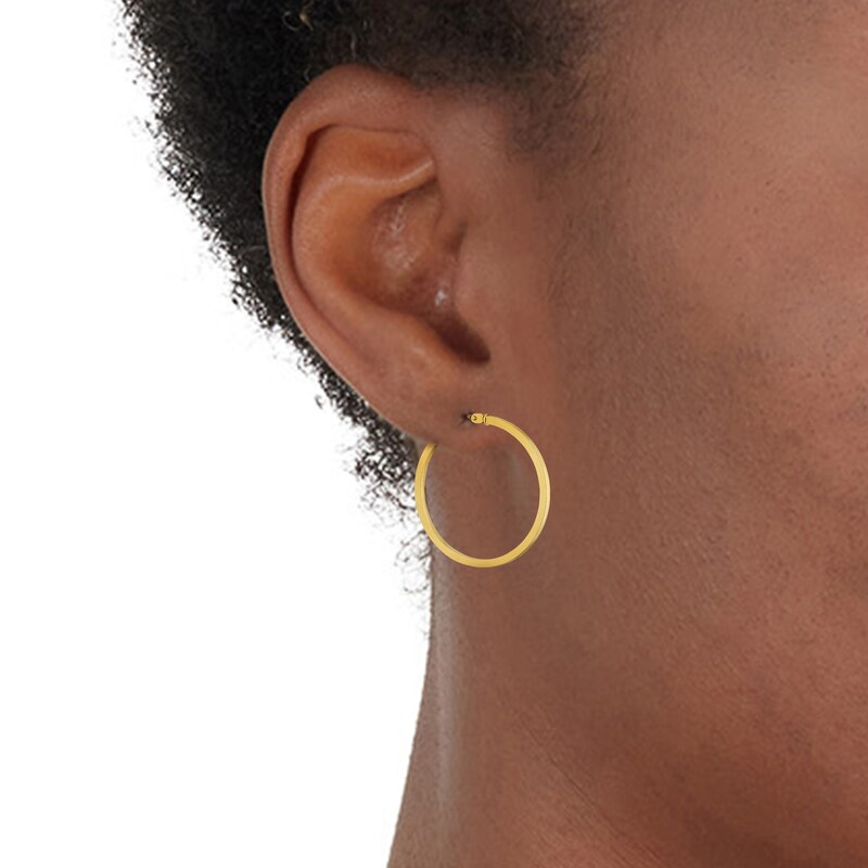 9ct Yellow Gold 25mm Square Tube Hoop Earrings | Ernest Jones