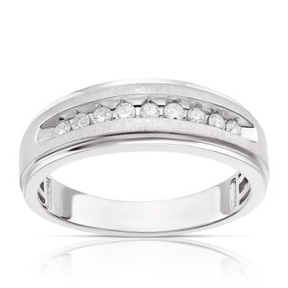 Men's 9ct White Gold 0.25ct 7mm Diamond Ring | Ernest Jones