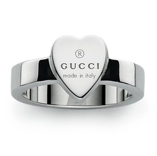 Gucci Trademark Engraved Heart Silver Ring - Size M | Ernest Jones