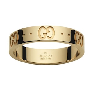 Gucci Icon 18ct Yellow Gold Slim GG Ring - Size O | Ernest Jones