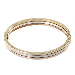 9ct Tri-Tone Gold Hinged Bangle | Ernest Jones