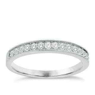 9ct White Gold 0.25ct Diamond Mill Grain Ring | Ernest Jones