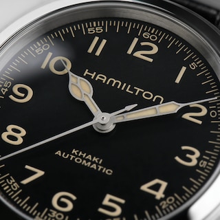 Hamilton Khaki Field Murph 38mm Black Leather Strap Watch | Ernest Jones