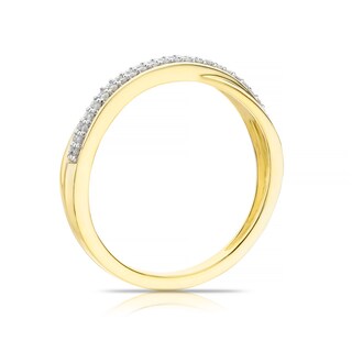 9ct Yellow Gold 0.15ct Pave Set Crossover Eternity Ring | Ernest Jones