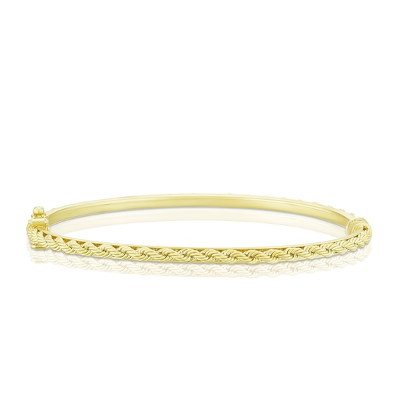 9ct Yellow Gold Textured Rope Bangle | Ernest Jones
