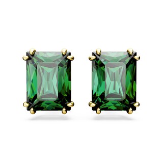 Swarovski Matrix Gold-Tone & Green Crystal Stud Earrings | Ernest Jones