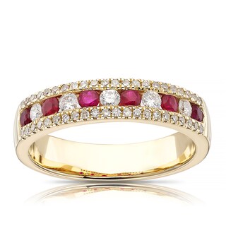 9ct Yellow Gold Ruby 0.33ct Diamond Channel Set Eternity Ring | Ernest ...