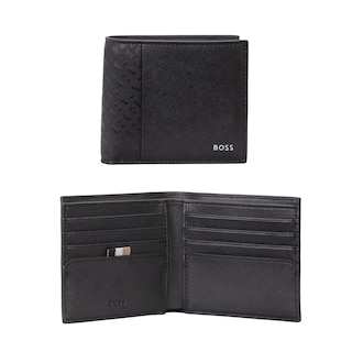 BOSS Zair Men's Grained Black Leather Wallet | Ernest Jones