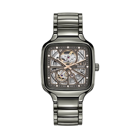 Rado True Men's Square Dial Grey High-Tech Ceramic & Titanium Watch ...