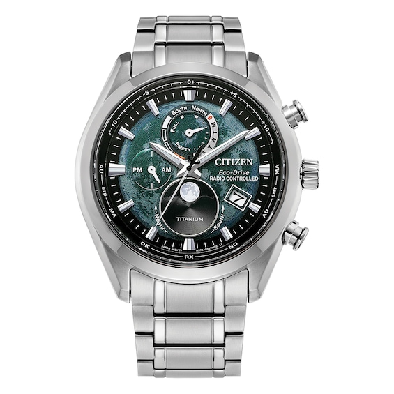 Citizen Tsuki-Yomi Green Moon Phase Stainless Steel Bracelet Watch ...