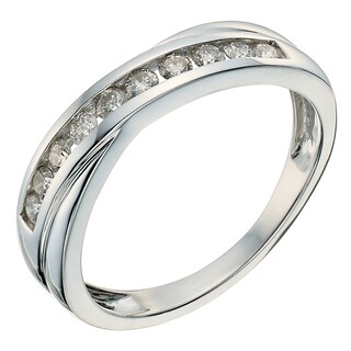 9ct White Gold 0.33ct Diamond Crossover Eternity Ring | Ernest Jones